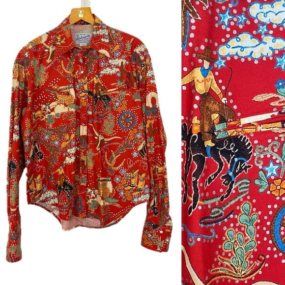 Rockmount Ranch Wear | Tops | Vintage Bright Red Western Shirt Cowboy ...